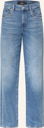 7 For All Mankind Straight Jeans Stovepipe Mit Schmucksteinen blau