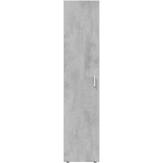 PEGANE Armoire meuble de rangement en panneau de particules m&eacute;lamin&eacute; coloris blanc mat et gris ciment - Hauteur 182 x Longueur 41 cm x Profondeur 37 cm