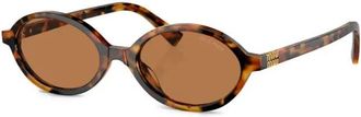 Miu Miu Eyewear SMU04Z19P2Z1 Tortoiseshell Oval Sunglasses - Brown
