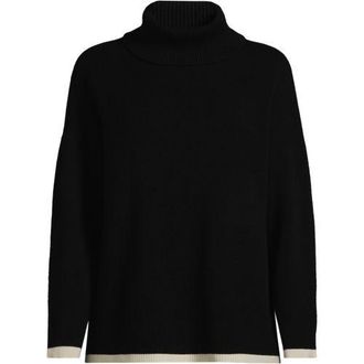 Lands End Feinstrick-Rollkragenpullover, Damen, Gr&ouml;&szlig;e:40-42 regular, Schwarz, by Lands End