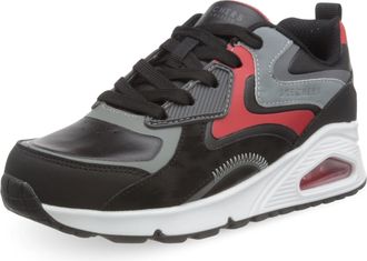 Skechers Jungen Uno Gen1 Color Surge Sneaker, Black Synthetic Red Gray Trim, 38 EU