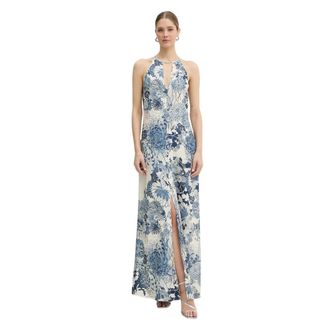 Guess Robe Longue Fleurie &agrave; Col Claudine - Femme - Robes - Multicolore - Taille: 36 FR