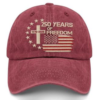 Generic US 250 Years Freedoms 1776-2026 Chapeau de camionneur brod&eacute; pour grand-m&egrave;re, rouge vin, Taille unique
