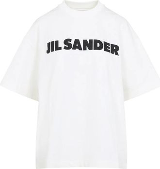Jil Sander Femme, Tops, Blanc, Taille: 40 FR Logo T-Shirt