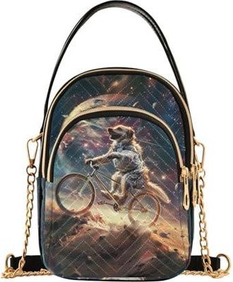 Mnsruu Sac à bandoulière pour femme, sac à dos amusant avec sangle réglable Motif chien astronaute galaxie Petit sac à bandoulière