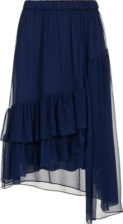 Iceberg Femme, Jupes, Bleu, Taille: 36 FR Asymmetrical Silk Crepe Skirt