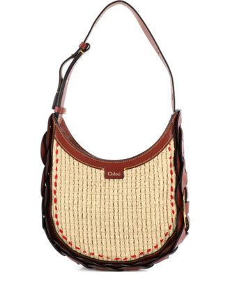 Chlo&eacute; Darryl Raffia and Leather Small hobo bag - Marron