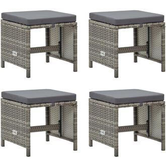 vidaXL Tabourets de jardin lot de 4 avec coussins R&eacute;sine tress&eacute;e Gris Vidaxl