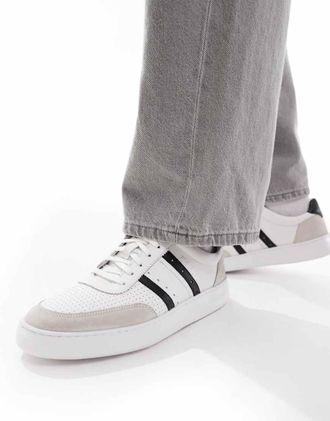 Paul Smith Paul Smith - Baskets en cuir avec logo et bandes latérales - Blanc