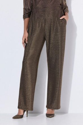 Ulla Popken Schlupfhose Glitzerhose Rose weites ausgestelltes Bein