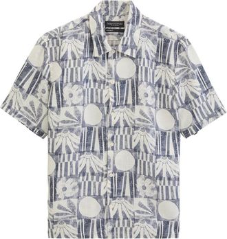 Marc O'Polo Kurzarmhemd aus Leinen mit floralem Print, Regular Fit in