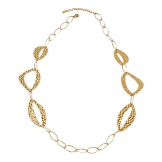 Dansk Copenhagen Ragna Waterproof 18K Gold Plated Long Statement Necklace - Hammered Stainless Steel - Femme - Accessoires - Jaune - Taille: ONE Size