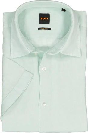 Boss Orange by Hugo Boss BOSS Orange Herren Kurzarmhemd gr&uuml;n Leinen