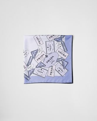 Prada Schal aus Seidentwill mit Print, 90 x 90