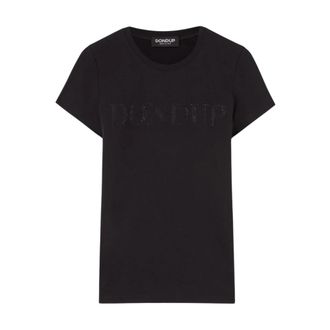 Dondup Schmales Jersey-T-Shirt mit Strass-Logo - - Tops - Damen - Schwarzk - M