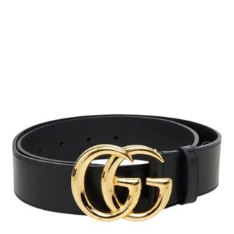 Gucci Ceinture Pre-owned GG Marmont Double G avec boucle brillante en cuir - Homme - Pre-owned - Noir - Taille: ONE Size