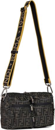 Fendi FF Zucca Technical Fabric Crossbody Bag - Brown