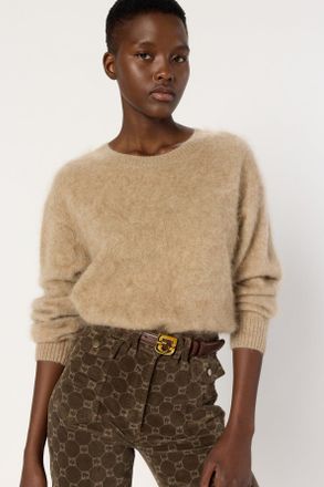 Gerard Darel Pull &agrave; col rond en cachemire duveteux - ELINA - Sable