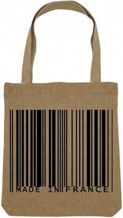 Fabulous Sac Shopping Tote Bag Aspect Lin - Code Barre Made In France Fran&ccedil;ais - Sac de Courses Toile Epaisse 360g Beige Naturel Cabas Port&eacute; Epaule Solide Impr