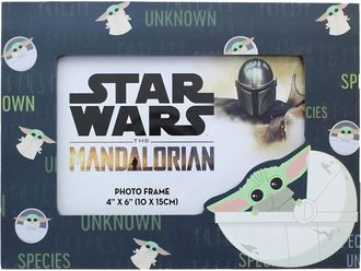 Silver Buffalo Star Wars The Mandalorian The Child Grogu Baby Yoda Unknown Species Bilderrahmen, Blaugrau, 10,2 x 15,2 cm