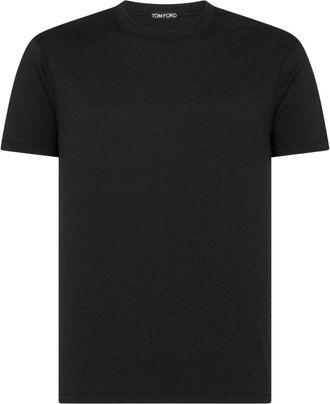 Tom Ford Homme, Tops, Noir, Taille: M T-shirt ras du cou en coton Lyocell Tom Ford