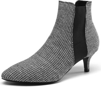 Dream Pairs Damen Stiefel mit Stiletto Spitze Schwarz/kariert SDAB2213W-E Gr&ouml;&szlig;e 36 (EUR)