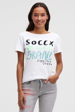 soccx Rundhalsshirt SOCCX, Damen, Gr. XXL, wei&szlig;, Web, Material: 100% Baumwolle, bedruckt, regular fit normal, U-Boot-Ausschnitt, eingesetzt gerader Abschlus