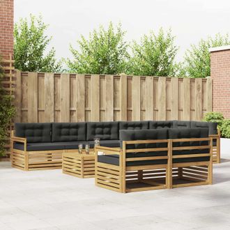 vidaXL Vidaxl Set Di Divani Da Esterno 9 Pz Bianco E Antracite Poliestere