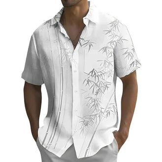 Generic Chemise hawa&iuml;enne pour homme &agrave; manches courtes boutonn&eacute;e - Chemise d&eacute;t&eacute; respirante - Coupe ample - Chemise de loisirs avec impression 3D - Chemise &agrave; m