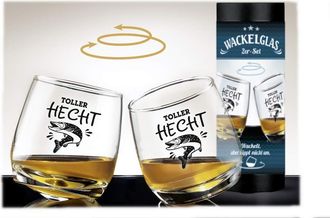 Gilde Glas Wackelglas Toller Hecht 2er Set - Geschenke Männer Whiskygläser