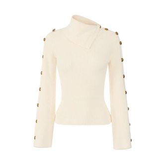 Elisabetta Franchi Femme, Pulls, Beige, Taille: 42 FR Pull &agrave; col roul&eacute;