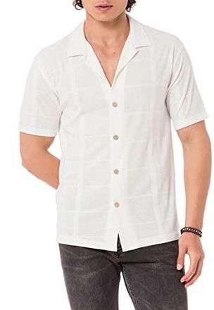 Red Bridge Redbridge Chemise à manches courtes de qualité supérieure avec motif texturé spécial en mélange de coton léger pour le travail et les loisirs, blanc, 