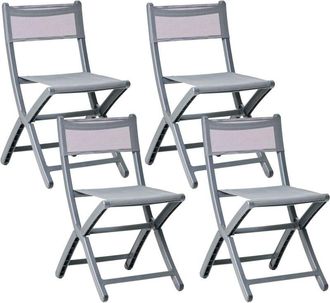 Beliani Beliani - Lot de 4 Chaises en Plastique de Salle &agrave; Manger Int&eacute;rieur Ext&eacute;rieur Sans Accoudoirs Pliantes Gris Fonc&eacute; Talca