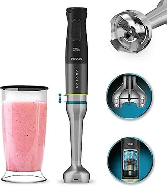 Cecotec Stabmixer Katana TotalDestroy 1500XL DoubleKatana DK. 1500 W, 21 Geschwindigkeiten und Turbo, Doppelklingensystem, 4 Klingen mit schwarzem Titan, Spri