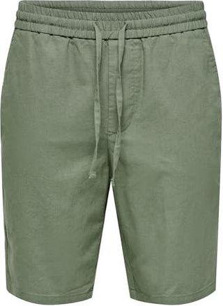 Only & Sons ONSLINUS 0007 COT Lin Shorts Noos, Sea Spray, L Homme