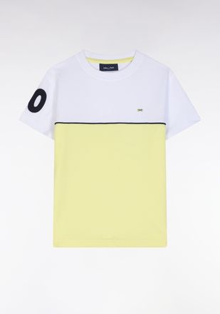 Eden Park T-shirt Bicolore En Coton Jaune Coupe Droite