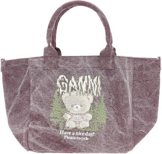 Ganni Small Forest Teddy tote bag Woman One Size