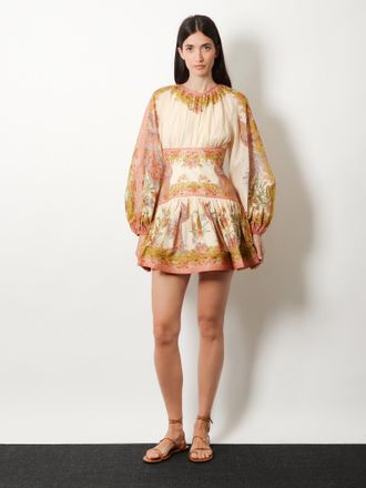 Zimmermann Womens Mini Dress Indra Cotton-Silk Beige