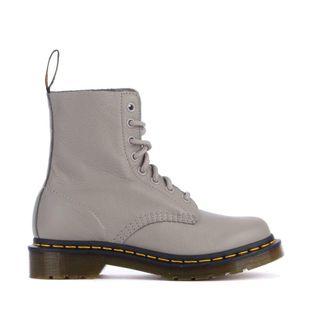 Dr. Martens Ankle Boots mit gelben N&auml;hten - - Shoes - Damen - Grau - 36 EU