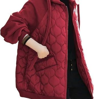 Generic Vestes matelassées à capuche pour femme, manteau à capuche rembourré uni avec cordon de serrage pour femme, manteau dhiver confortable avec fermeture 