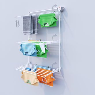 Foxydry Tower Wandw&auml;schetrockner, vertikaler Wandtrockner, einziehbare W&auml;scheleine, zusammenklappbar, f&uuml;r drinnen und drau&szlig;en (rechts, wei&szlig;, 108 cm)