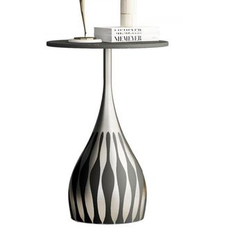 Generic Moderner Nachttisch, Kleiner runder Beistelltisch mit Sockel, runder Couchtisch f&uuml;r Wohn- und Schlafzimmer, dekorativer Nachttisch mit Metallgestell