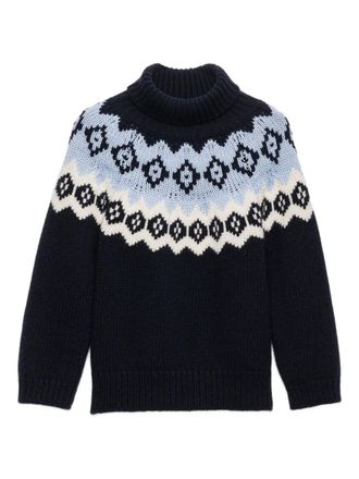Prada pull en maille intarsia en cachemire - Bleu