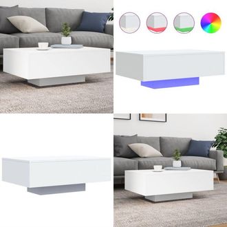 vidaXL Vidaxl - Table basse avec lumi&egrave;res led blanc 85x55x31 cm - Table Basse Design - Table Basse Led - Table Basse Blanche - Meuble Salon Tendance - Table