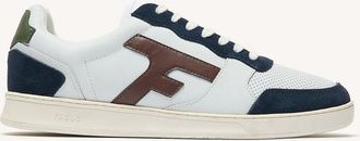 Faguo Baskets en cuir blanc, bleu et marron