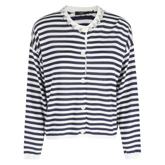 Seventy Femme, Pulls, Bleu, Taille: 40 FR Cardigan Coreana Stripes
