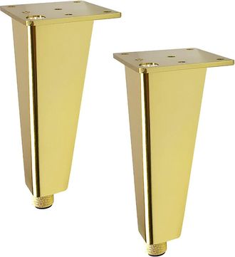 Generic 2 St&uuml;ck Metall-M&ouml;belf&uuml;&szlig;en, Verstellbare Quadratische Schrankbeine, Verdicktes Aluminium, Robuste Tisch Stuhlbeinverl&auml;ngerungen, Mit Fu&szlig;schutzkappe(Gol