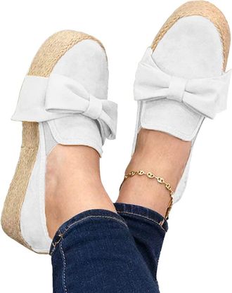 Onsoyours Slippers Espadrilles Damen Low Top M&auml;dchen Plateau Leicht Bequem Segeltuch Bogen Flache Schuhe Plattform Ballerina Loafers Mokassins Sneakers Gro&szlig;e Gr