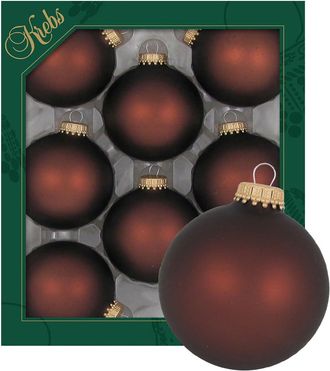 Krebs Glas Lauscha Weihnachtsdekoration/Christbaumschmuck aus Glas - Unifarbende Kugeln - Menge: 8 Stück - Farbe: Satin-Mocca - Größe: ca. 7 cm
