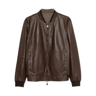 Corneliani Homme, Vestes, Brun, Taille: M Bomber en cuir